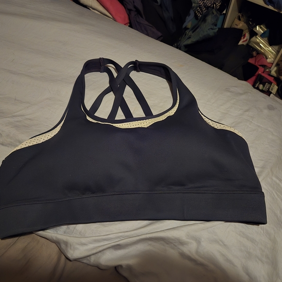 ZYIA | Intimates & Sleepwear | Zyia Dr Blue And Cream Sports Bra | Poshmark